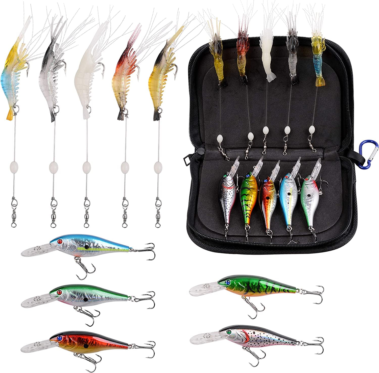 OROOTL 10pcs Fishing Lures Bass Kit Spinner Bait Lures with Portable ...