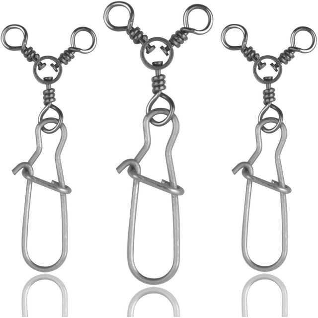 OROOTL 3 Way Swivel Snaps High-Strength Cross Line Duo Lock Snap Swivels T-Turn Fishing Lure ...