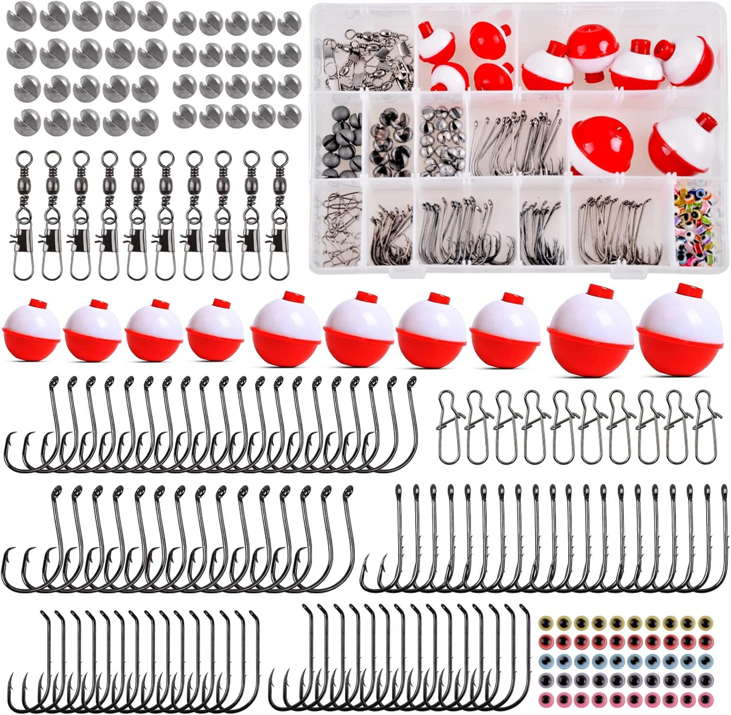 OROOTL Fishing Bobbers Tackle Kit, 205pcs Basic Tackle Box Fishing Accessories Included Fishing ...