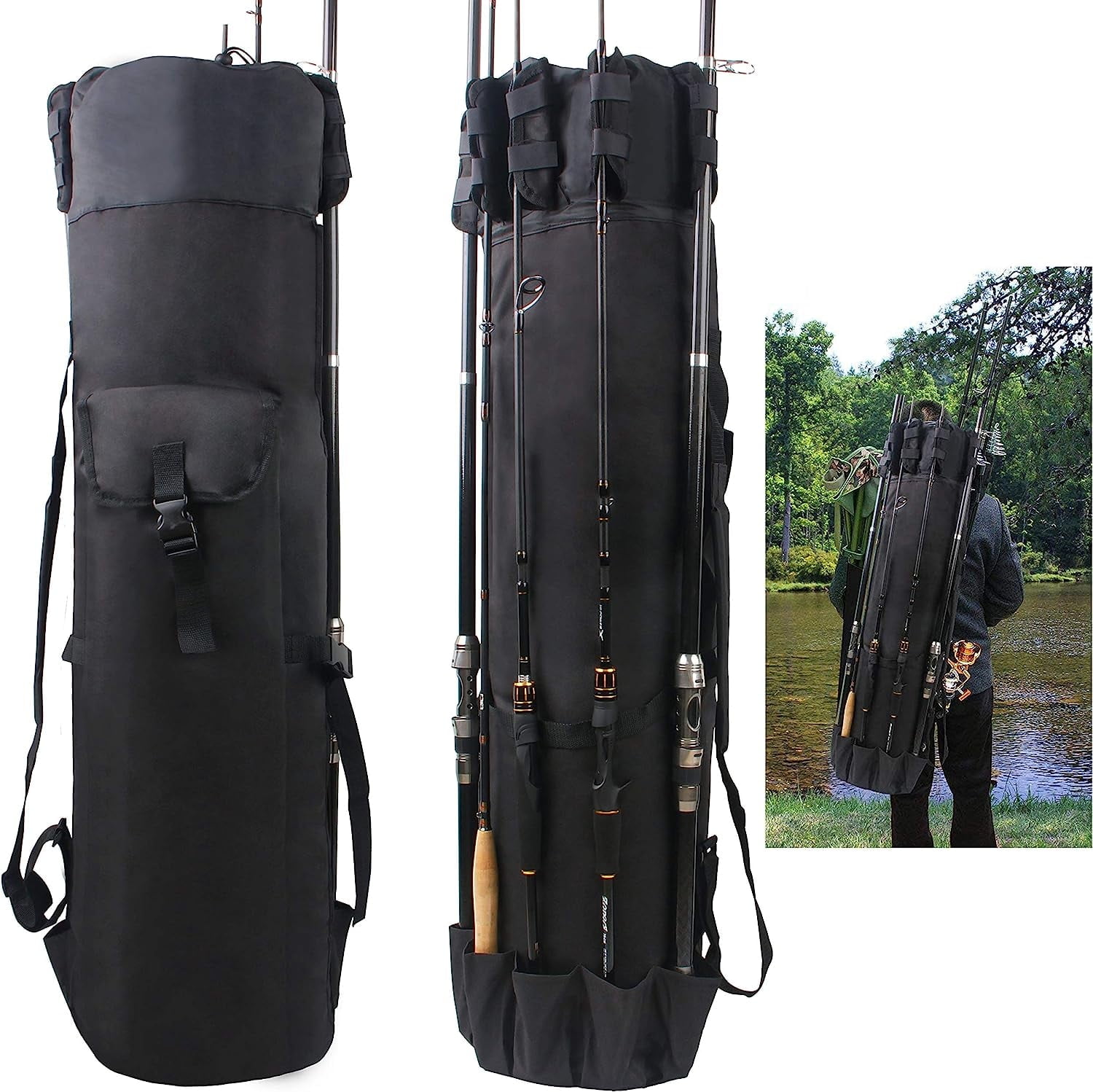 OROOTL Fishing Pole Bag Fishing Rod Case Large Storage Fishing Rod ...