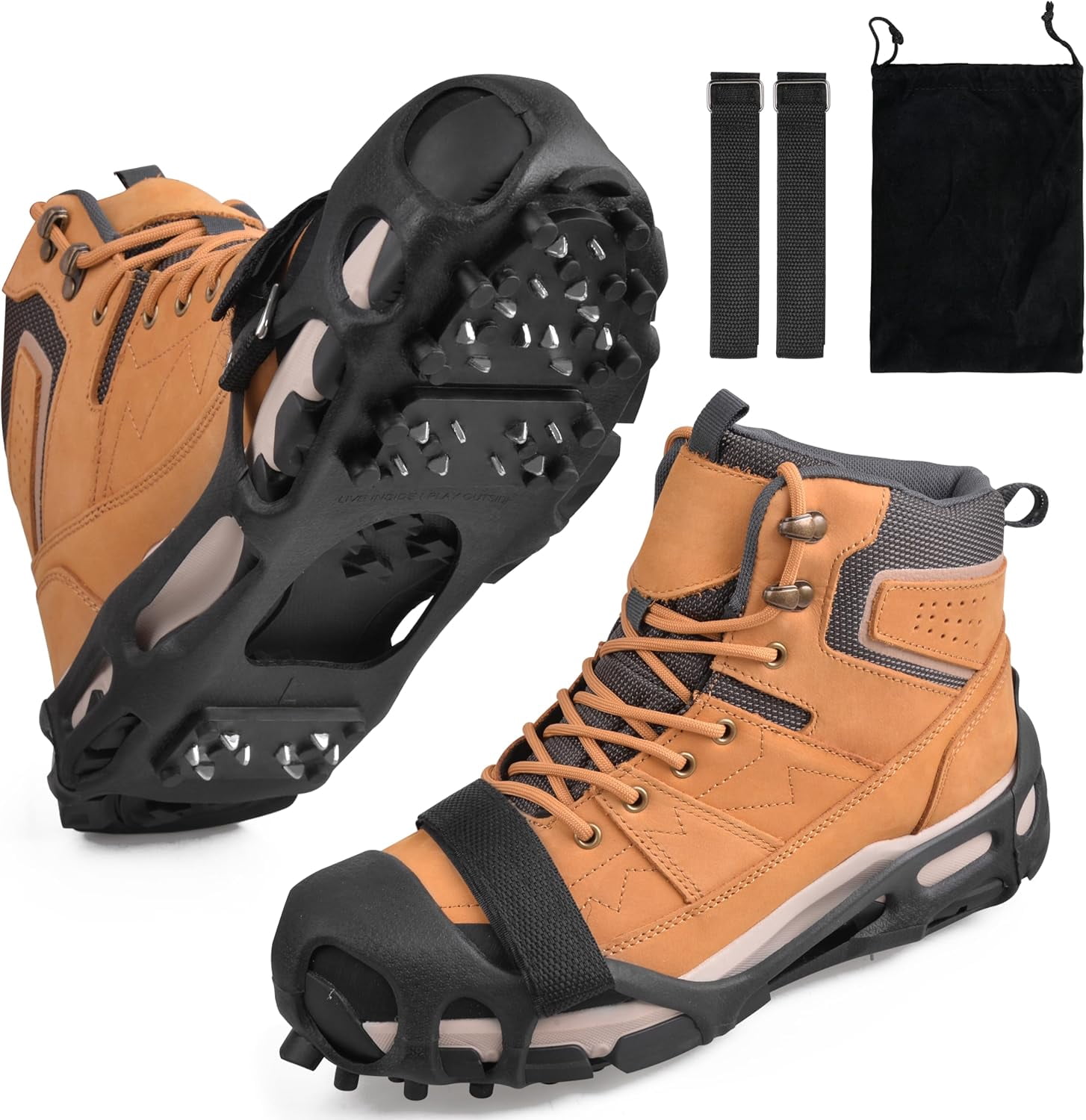 OROOTL Winter Ice Cleats, Non-Slip Overshoe Rubber Crampons, 28 Studs ...