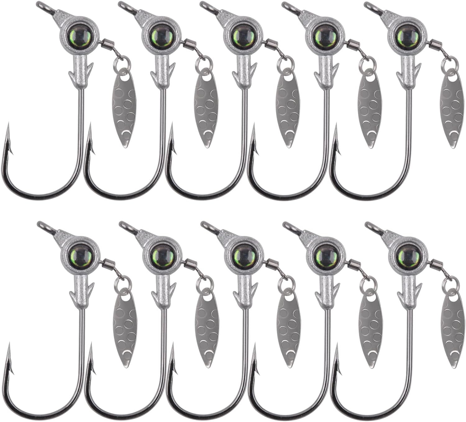 OROOTL Jig Heads Fishing Hooks 10pcs Crappie Jig Heads Round Ball Head ...