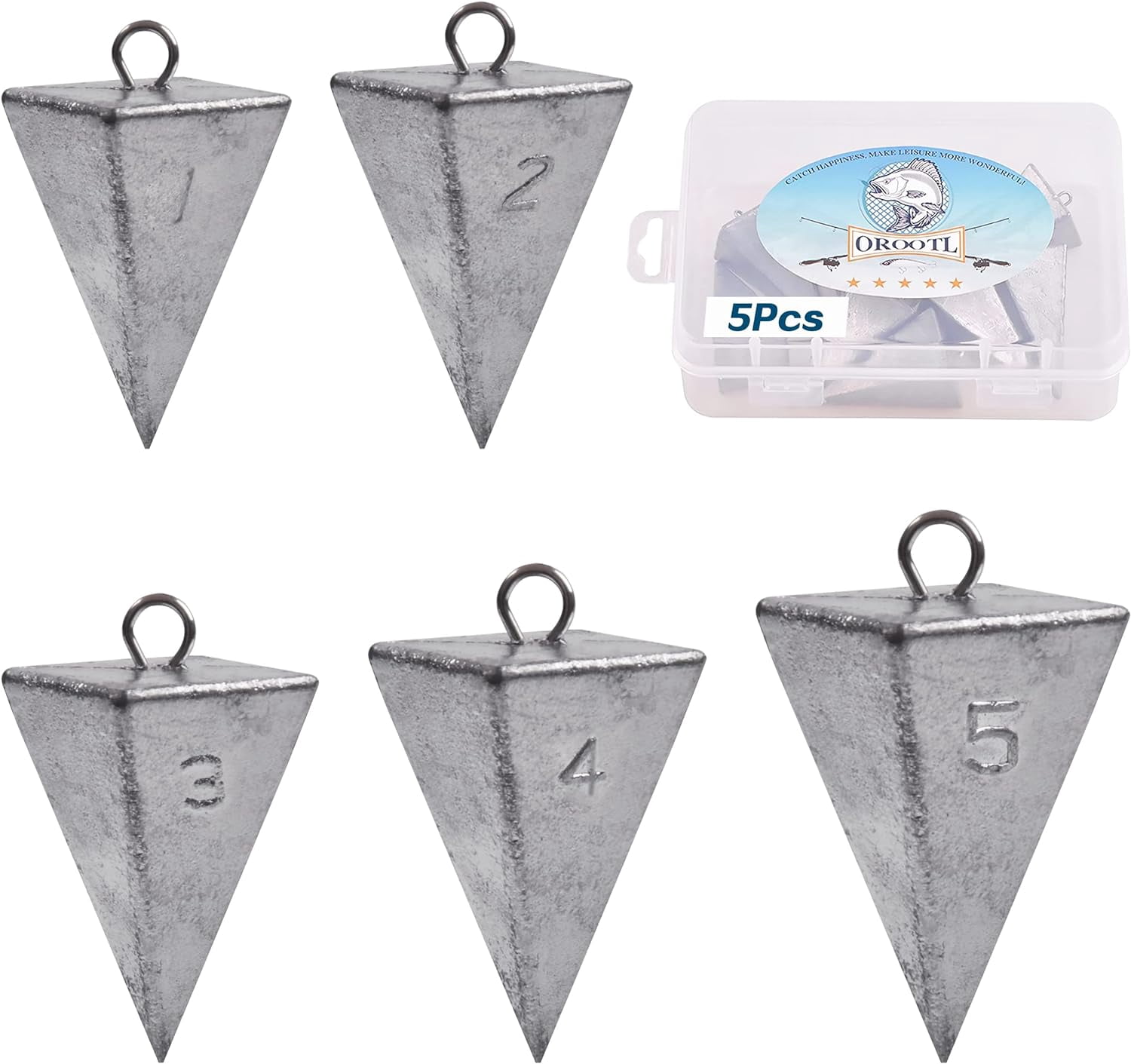 OROOTL Pyramid Sinkers Fishing Weights Saltwater Bullet Fishing Weights ...