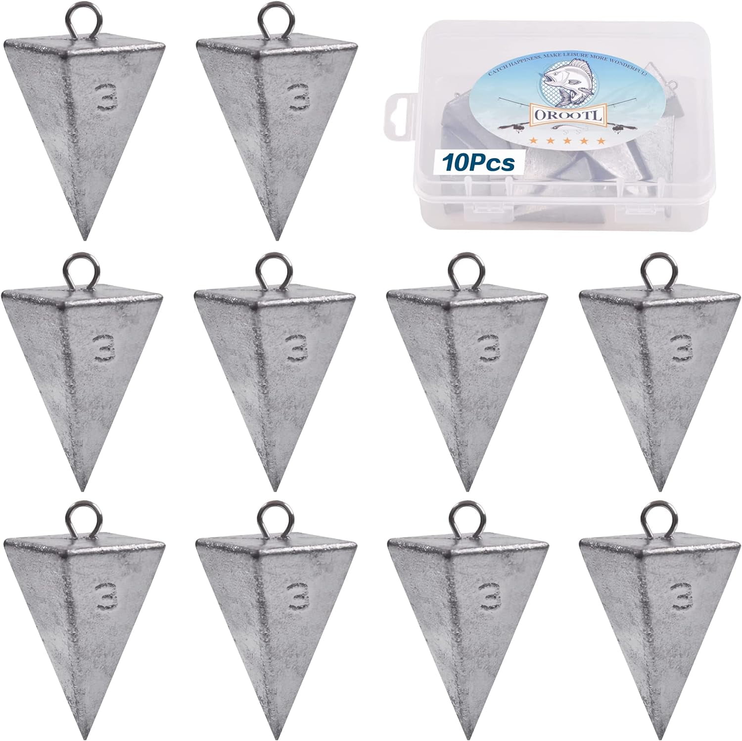 OROOTL Pyramid Sinkers Fishing Weights Saltwater Bullet Fishing Weights ...