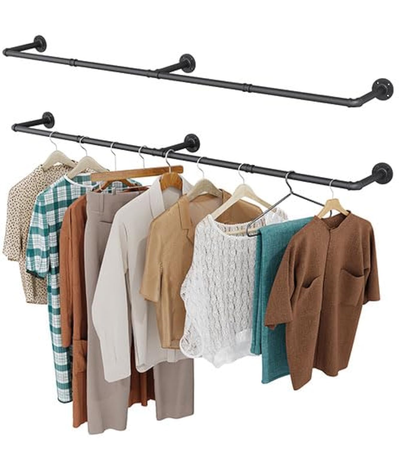 OROPY Clothes Rack, 65.7" Industrial Pipe Clothing Rack 2 Pack for ...