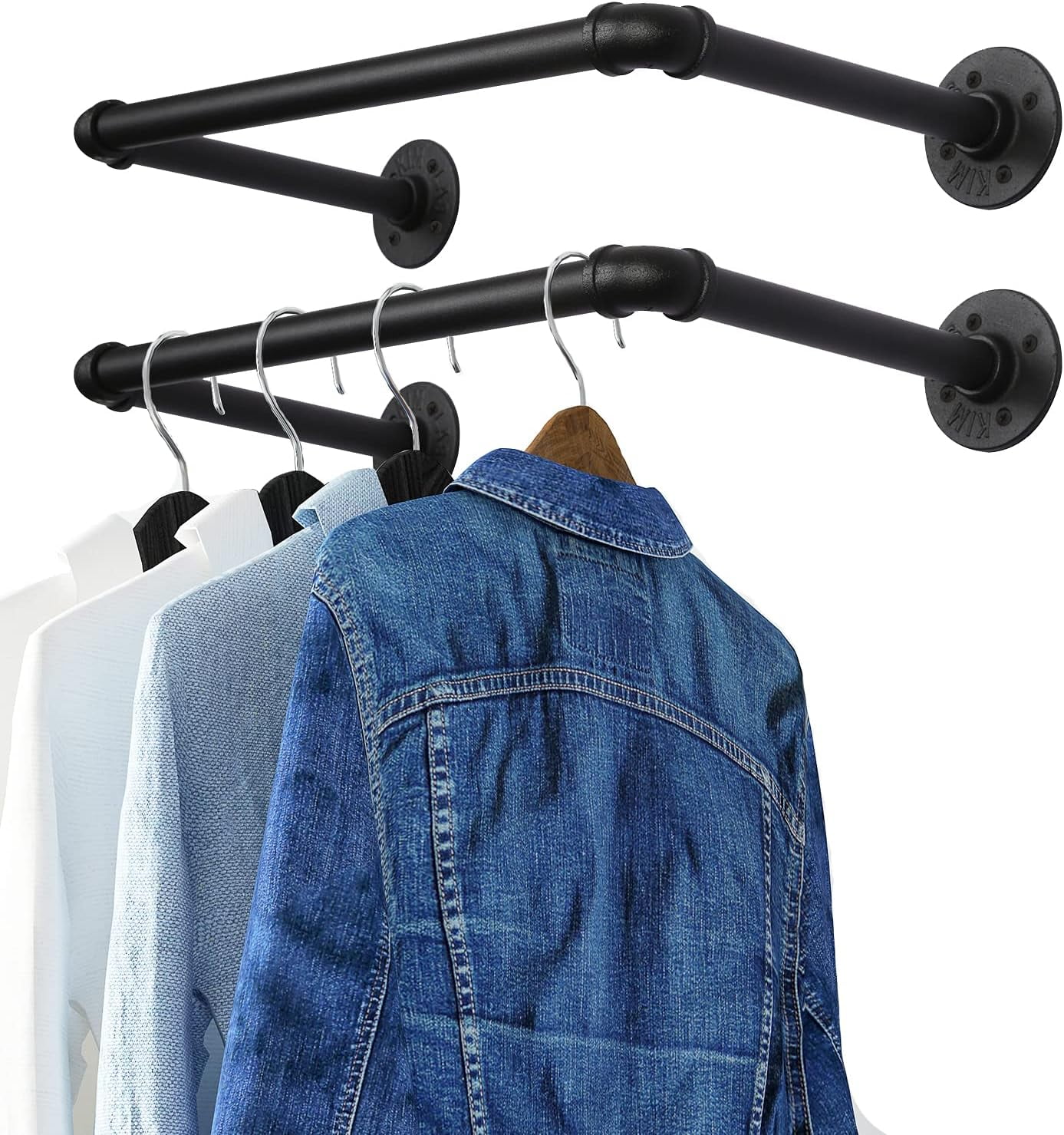 OROPY Wall Mounted Industrial Pipe Clothes Rack, 21.2" Heavy Duty ...