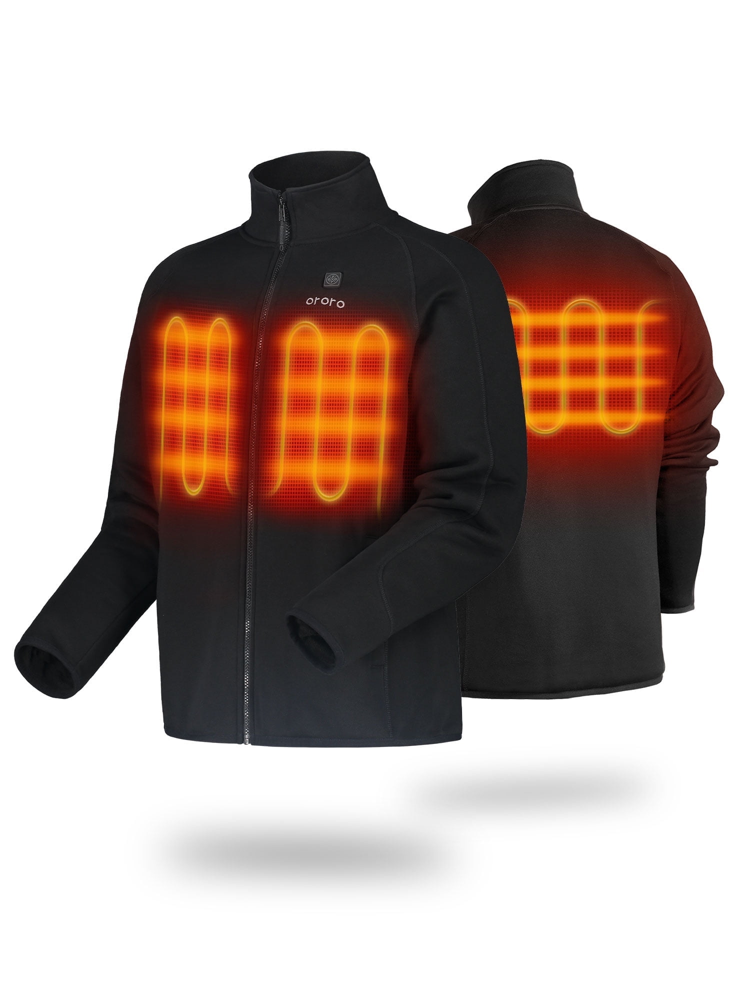 Ororo Men's Heated Fleece Jacket, Full-Zip with Battery, Black, L ...
