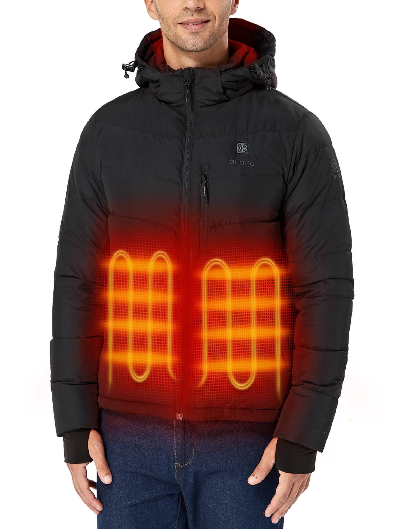 ORORO Men's Heated Jacket with 90% Down Insulation, Heating Jacket with ...
