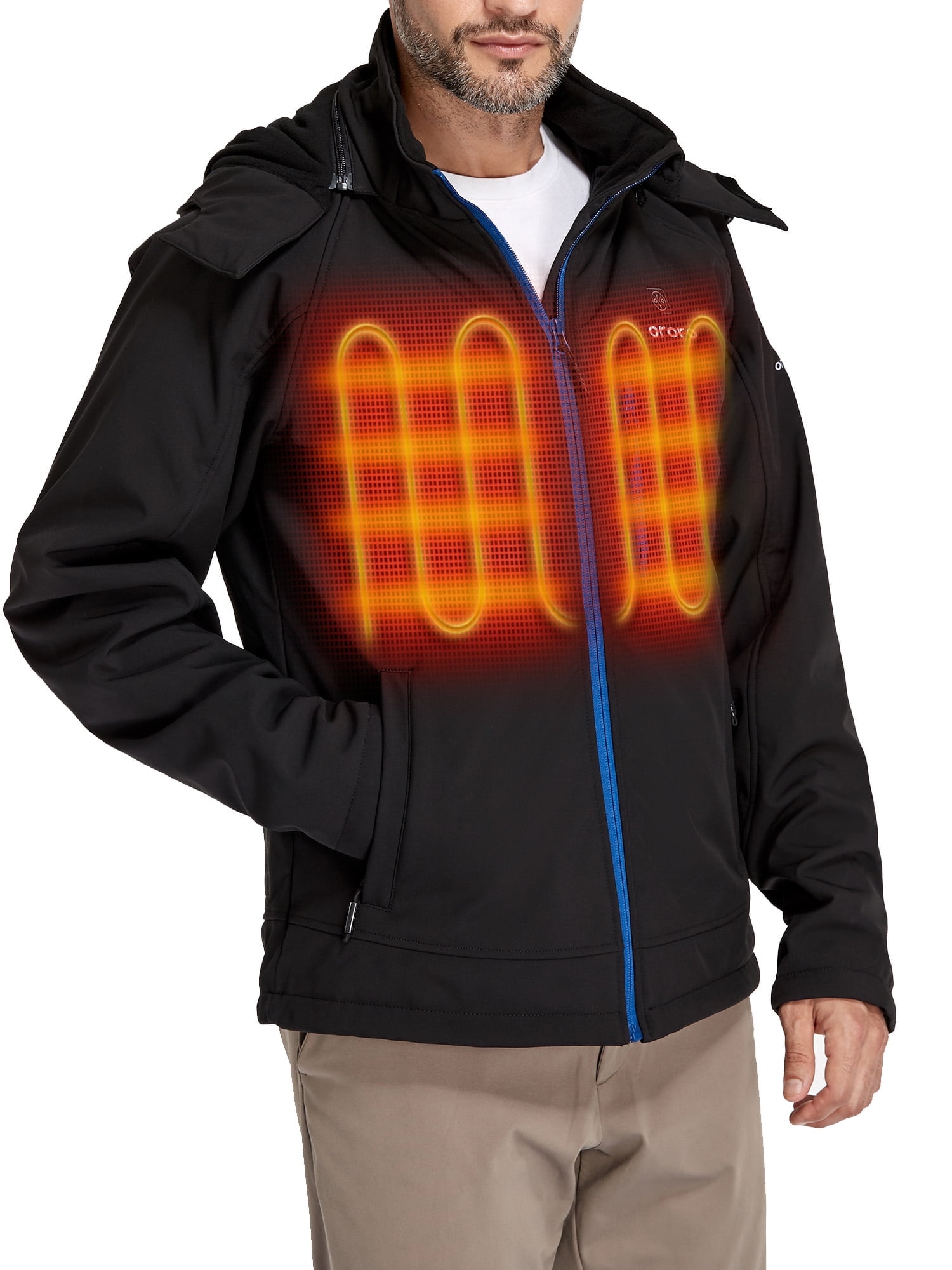 ORORO Men's Warming Electric Operated Heated Jacket with Removable Hood ...