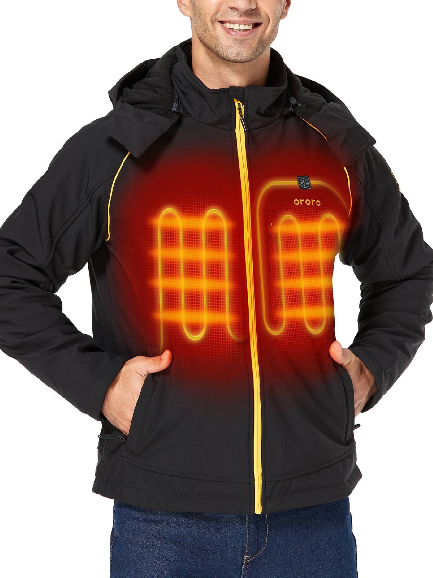 ORORO Men's Rechargeable Heated Jacket with Battery Pack, Removable ...