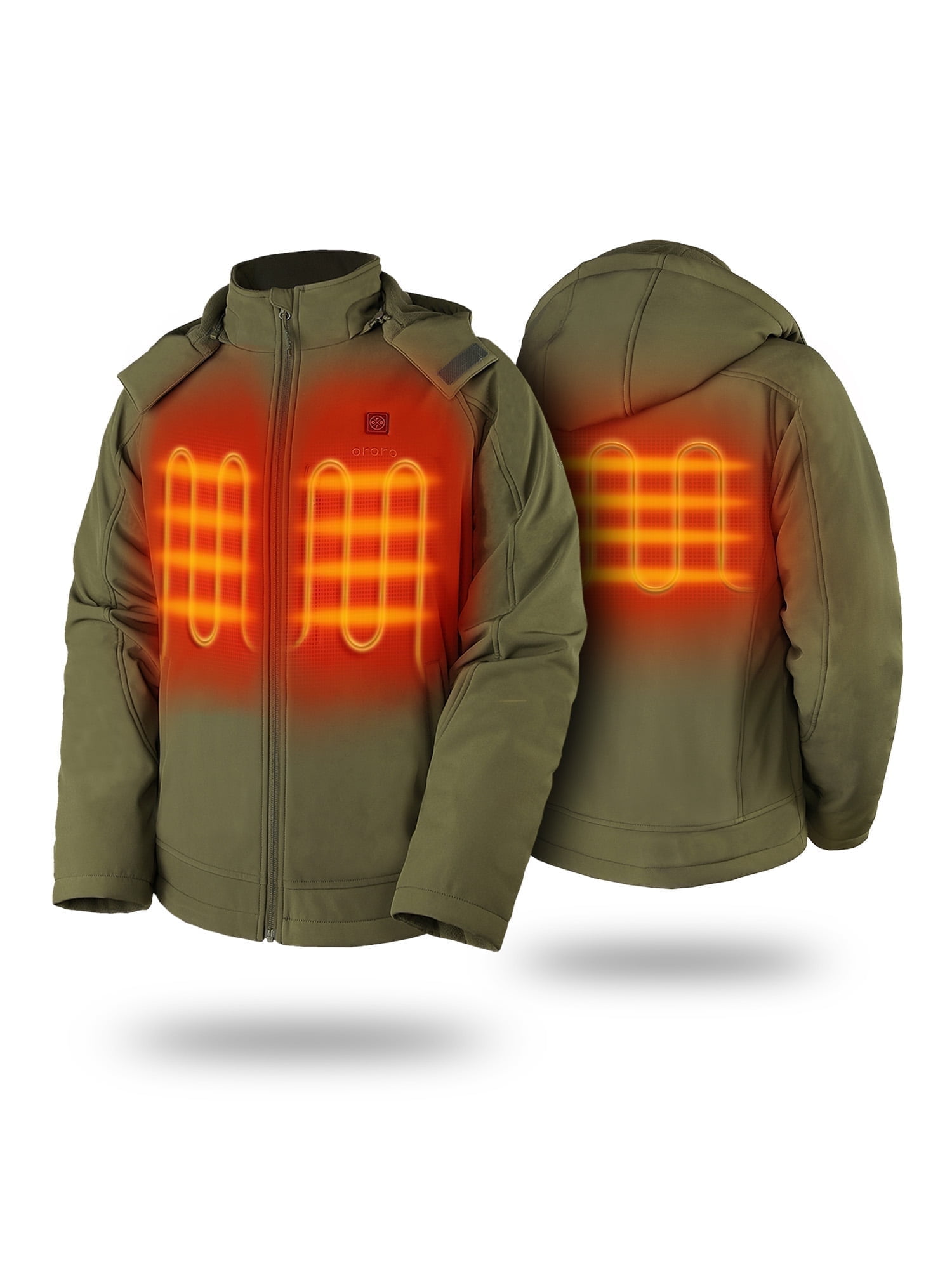 ORORO Men's Rechargeable Electric Warming Jacket with Detachable Hood ...