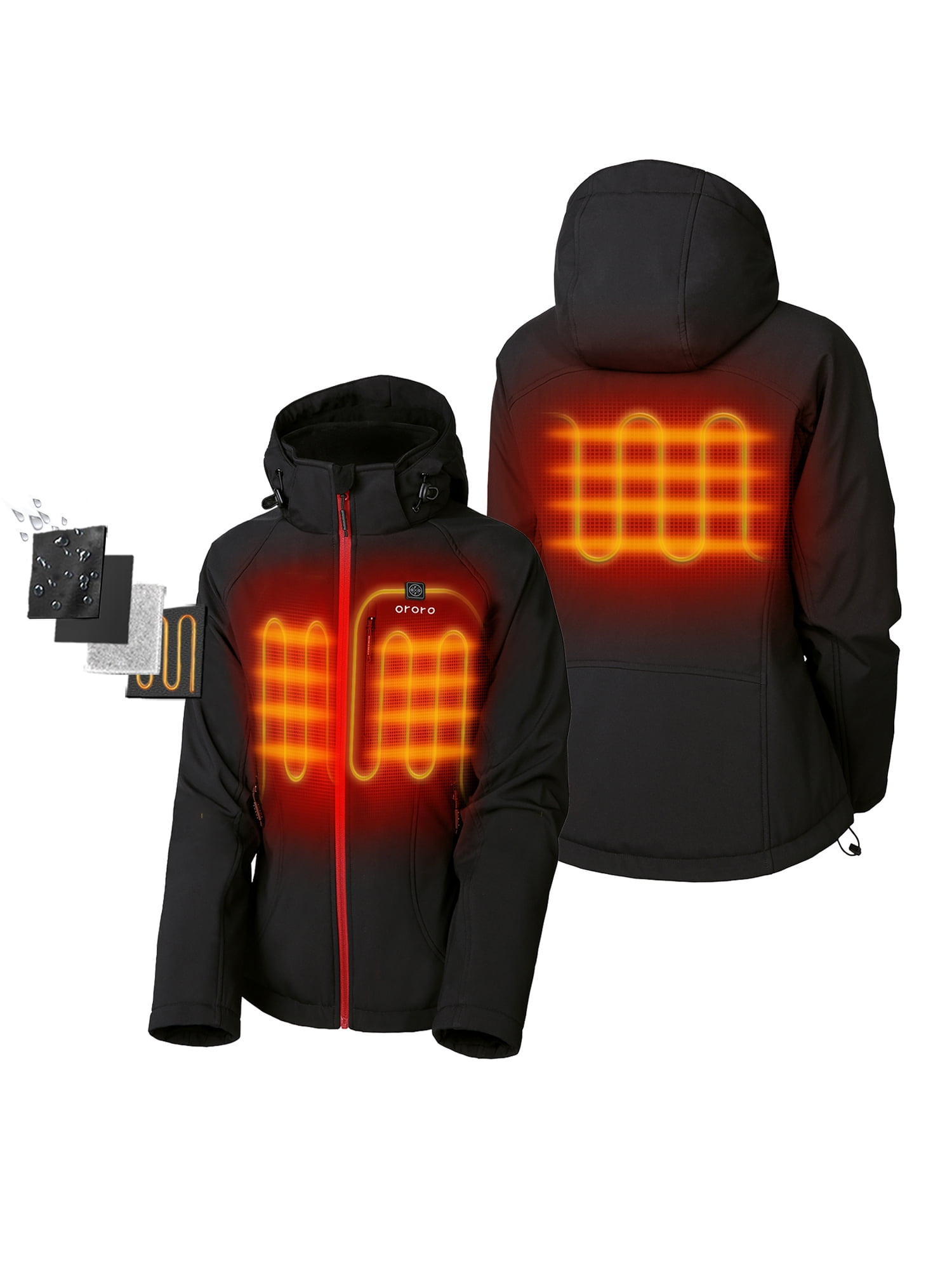 ORORO Women's Heated Jacket With Battery Pack and Detachable Hood ...