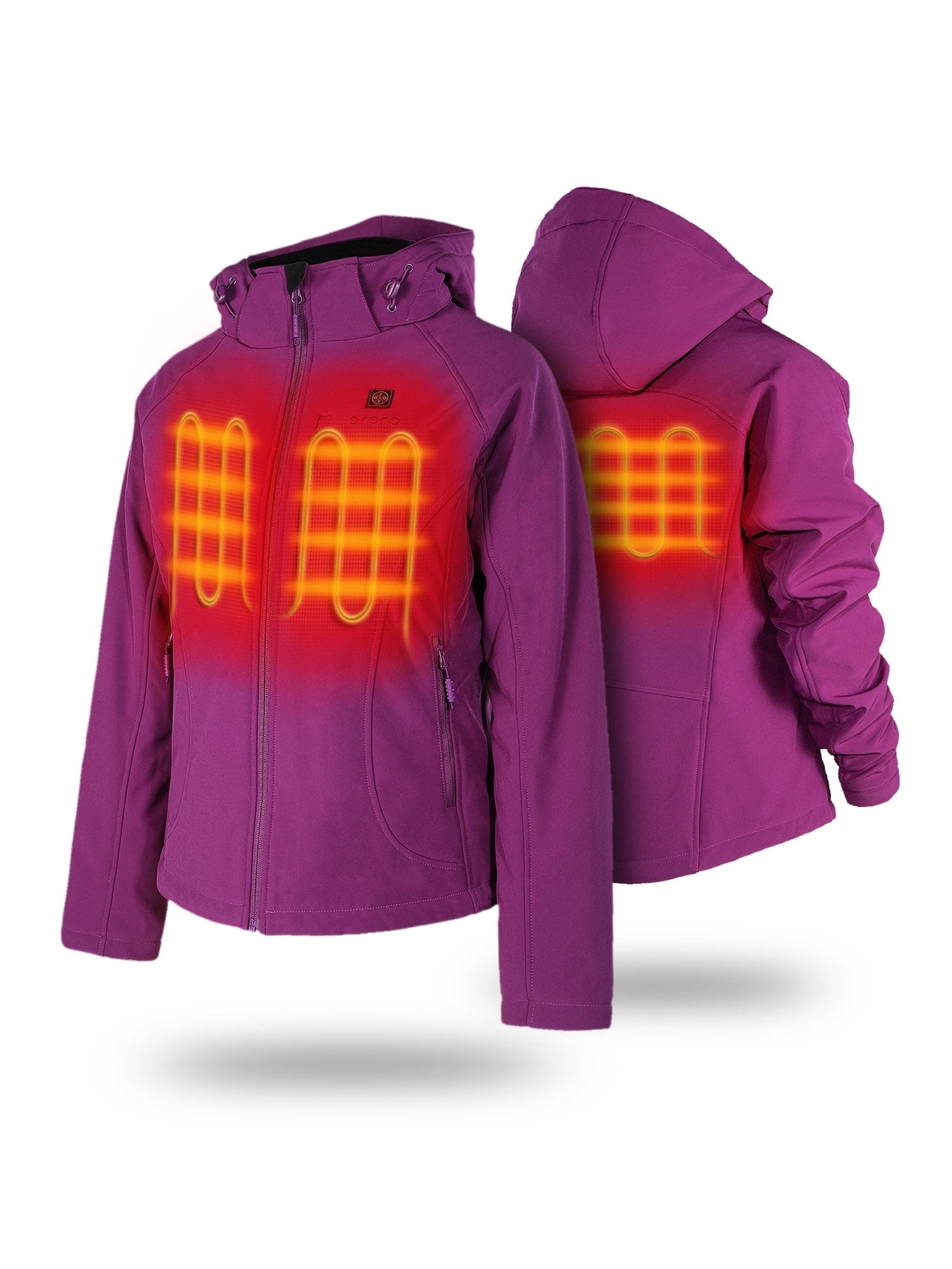 ORORO Women’s Electric Heated Jacket with Battery, Removable Hood, Size ...