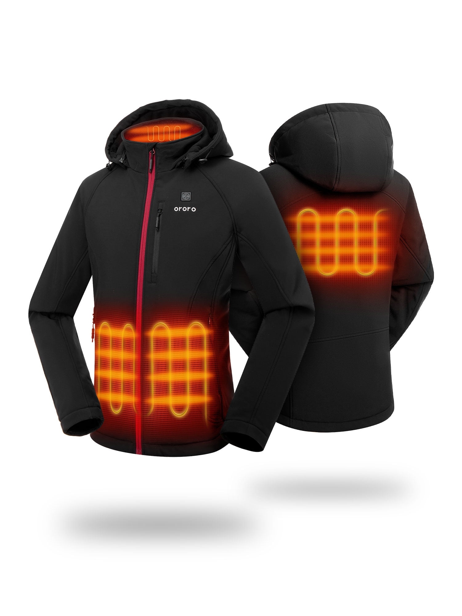 ORORO Women's Electric Heated Jacket with Detachable Hood, Battery Pack ...