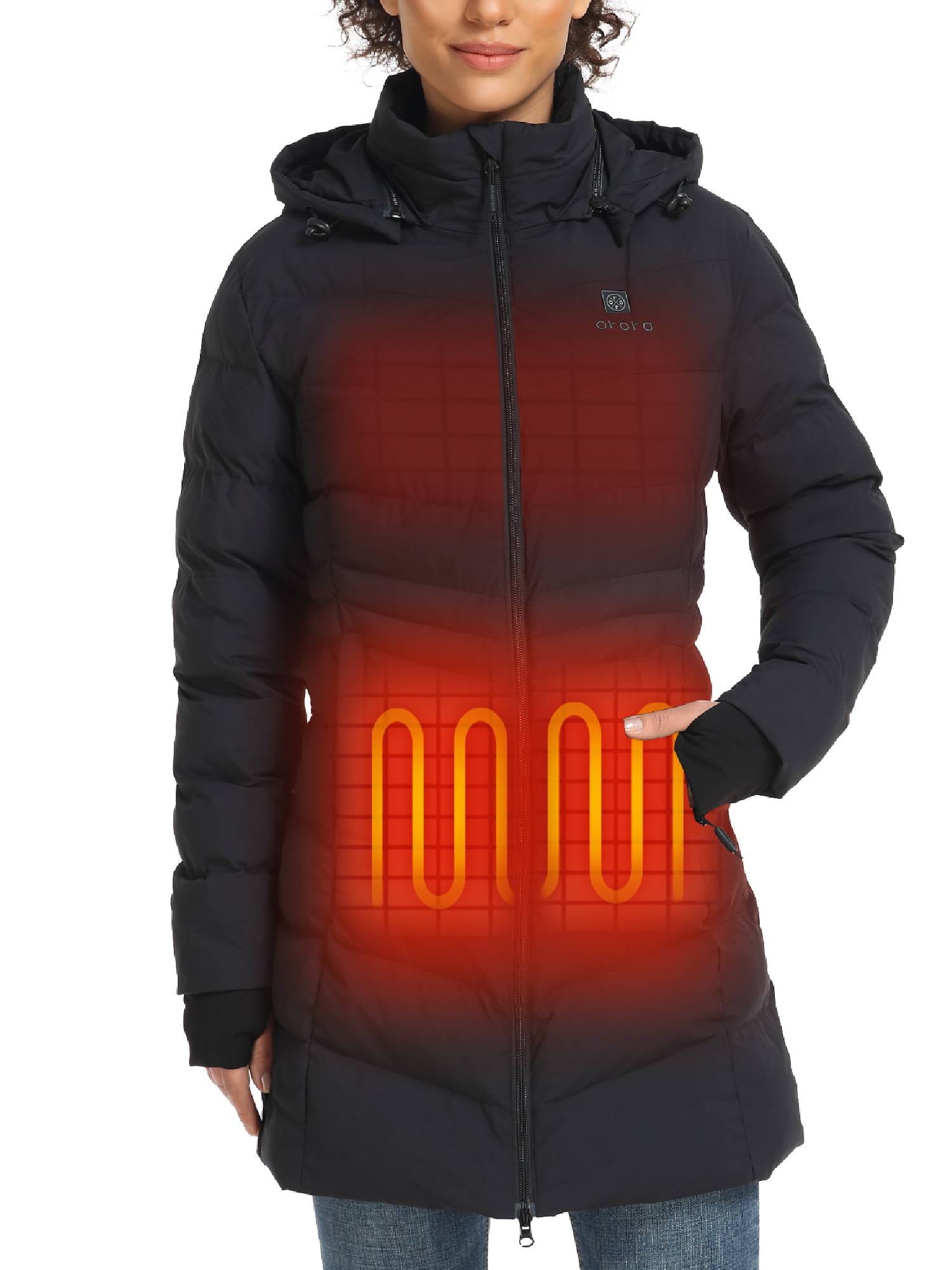 ORORO Women's Heated Puffer Parka Jacket with Battery, Heating Jacket ...