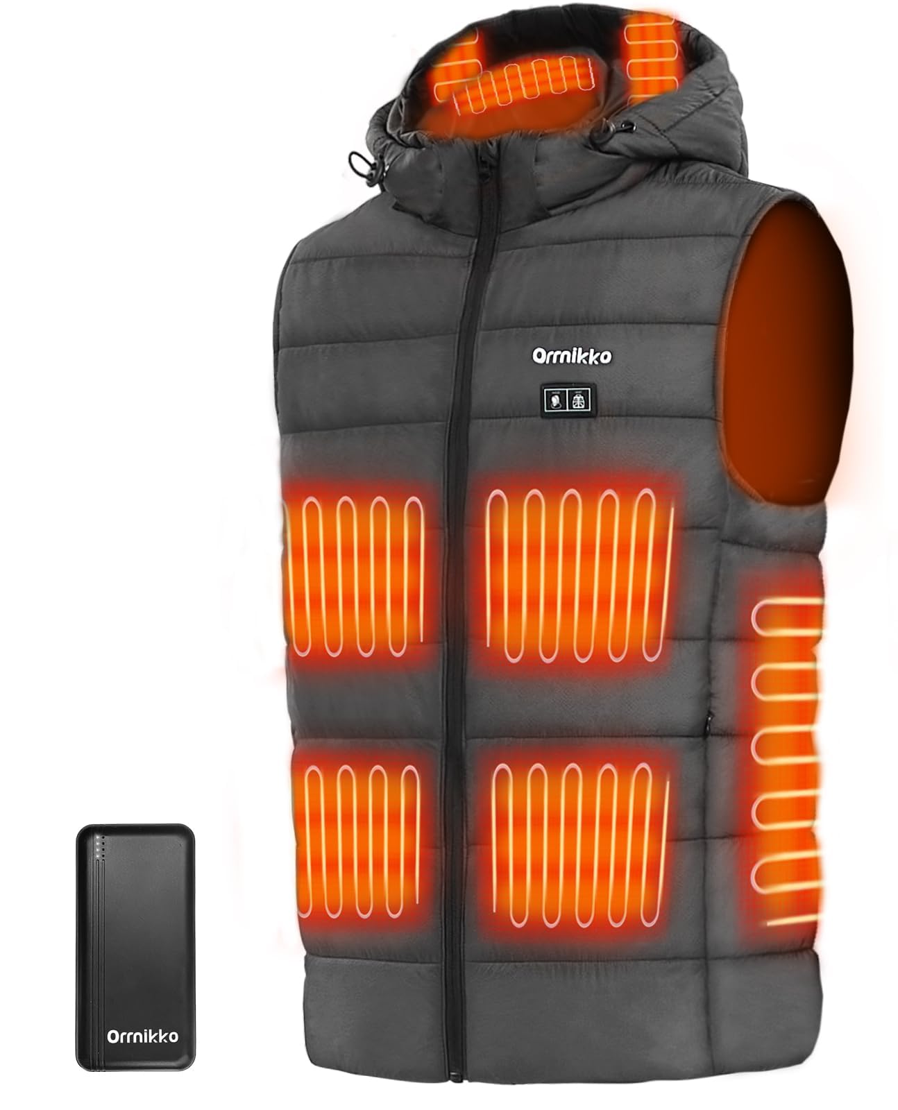 ORRNIKKO Heated Vest for Men Outerwear Vests Men's Heated Vest Gray L ...