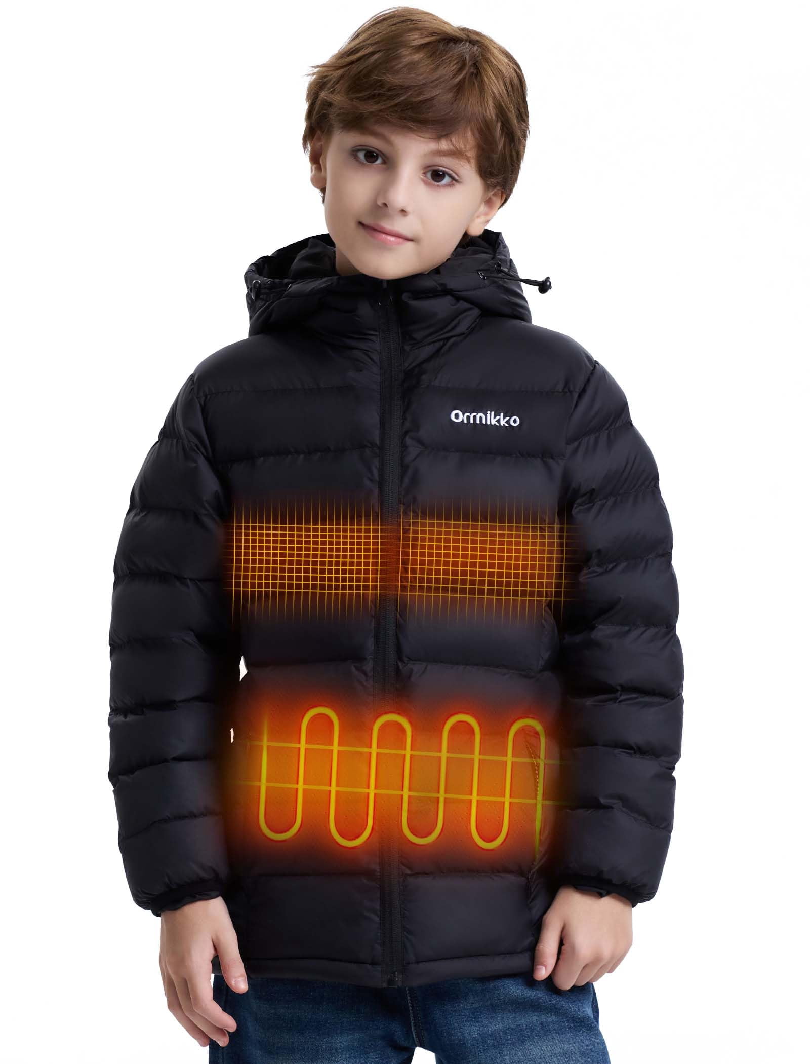 ORRNIKKO Kids' Heated Jacket with Battery Pack, Lightweight Warm Hooded ...