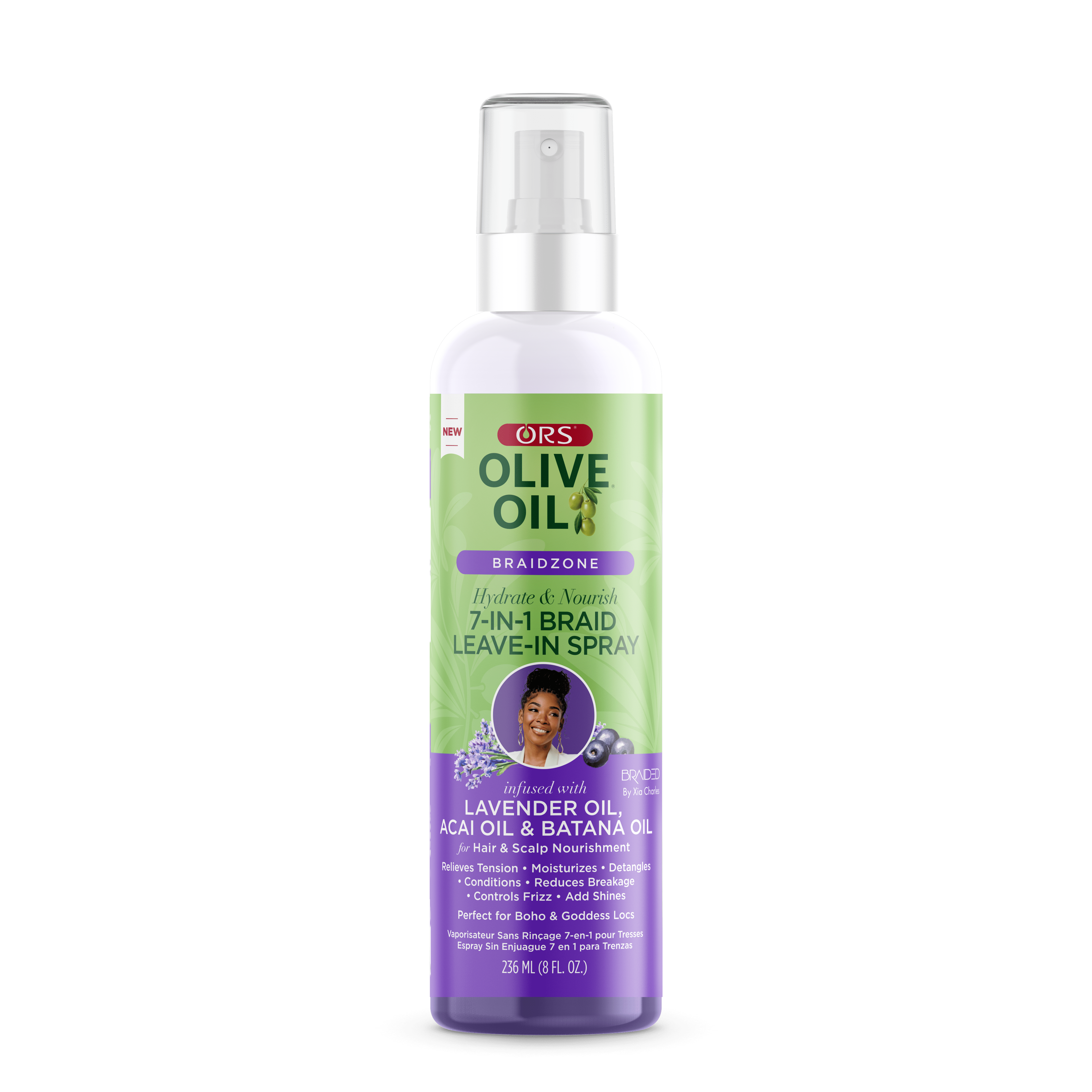 ORS Olive Oil Braidzone 7-in-1 Braid Leave-In Spray with Lavender, Acai ...