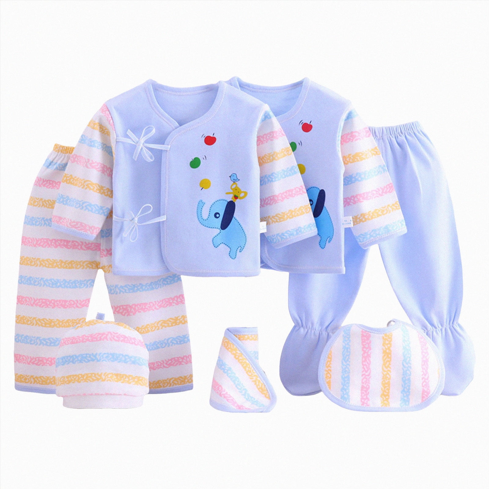 ORT 7PCS 0-3 Months Boys Girls Baby Cotton Clothes Outfit Sets (Tops ...