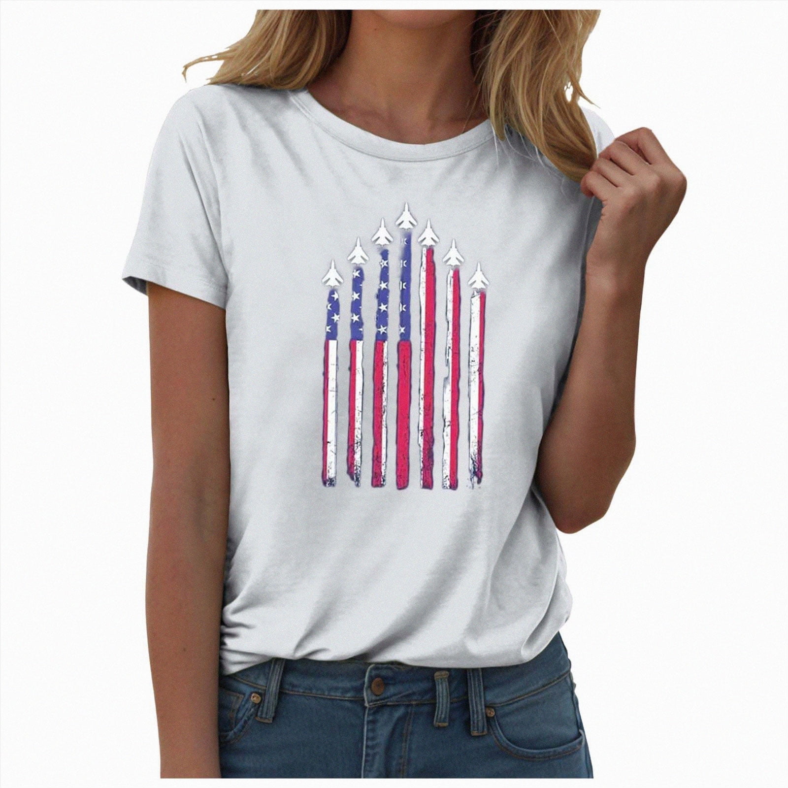 ORT American Flag T Shirt Women 4th of July Shirt Patriotic T-Shirt ...