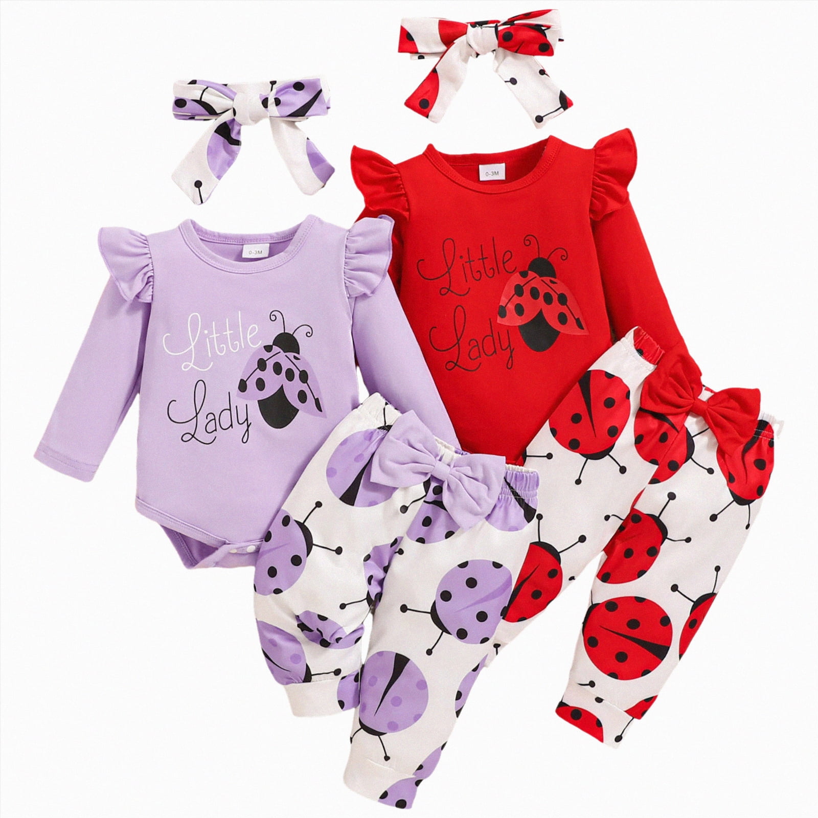 ORT Baby Girl Clothes Newborn Infant Girl Outfits Floral Romper+Pants ...