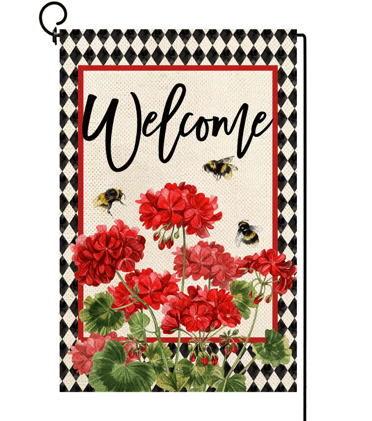 ORTIGIA Spring Summer Geranium Welcome Garden Flag Double Sided Summer ...