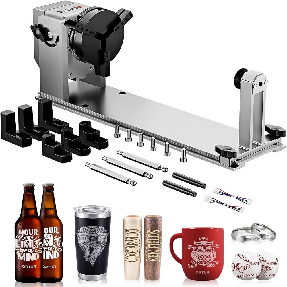 ORTUR YRC1.0, Rotary Chuck for Most Laser Engravers, Jaw Chuck Rotary ...
