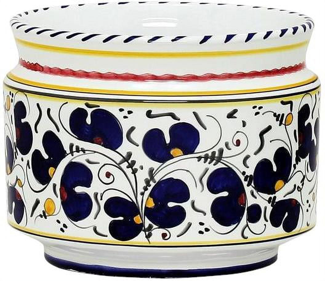 ORVIETO ROOSTER Cachepot Planter Vase Deruta Majolica Cylindrical Cover ...