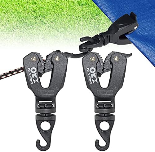 ORXPLUS TOOLS 2pcs ONE-HANDED TARP CLIPS with HOOK Tent Clips Awning ...