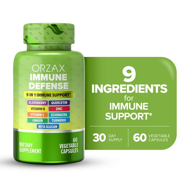 ORZAX Immune Defense Capsules: 9-in-1 Vitamins, Zinc, Herbal Extracts ...