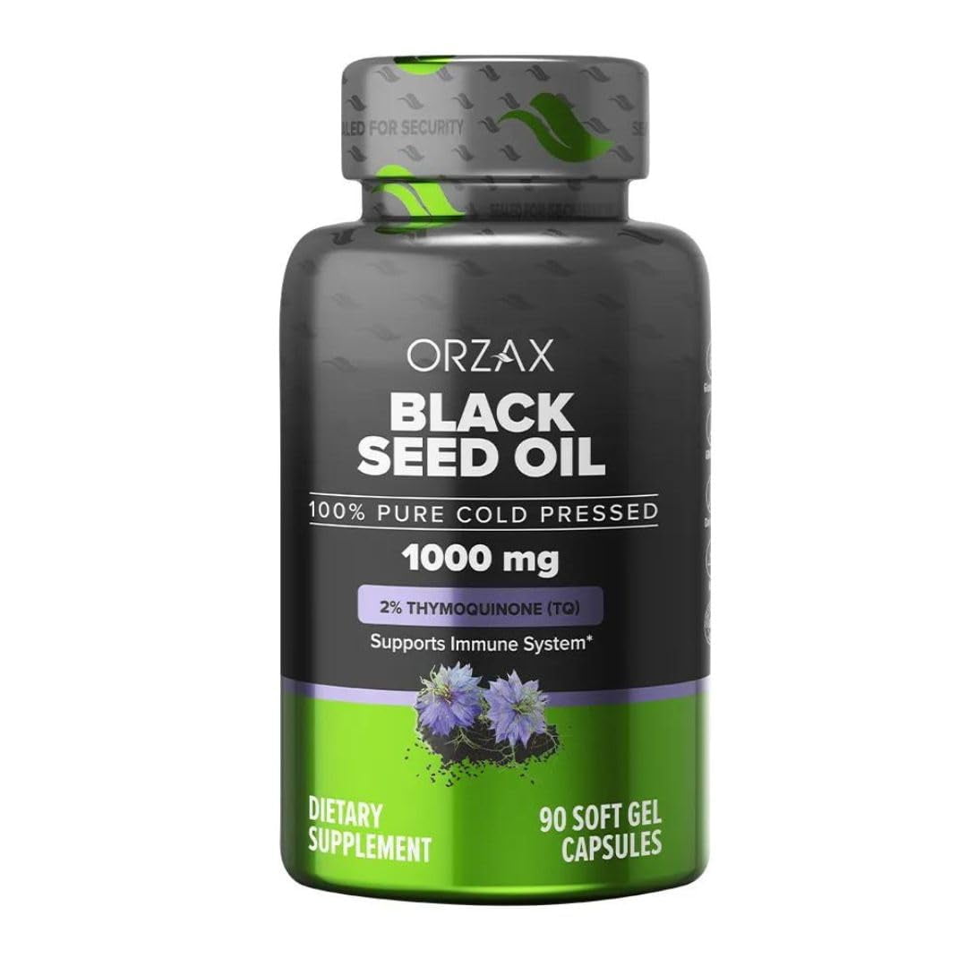 ORZAX Black Seed Oil 1000 mg Organic Cold Pressed Capsules for Hair ...