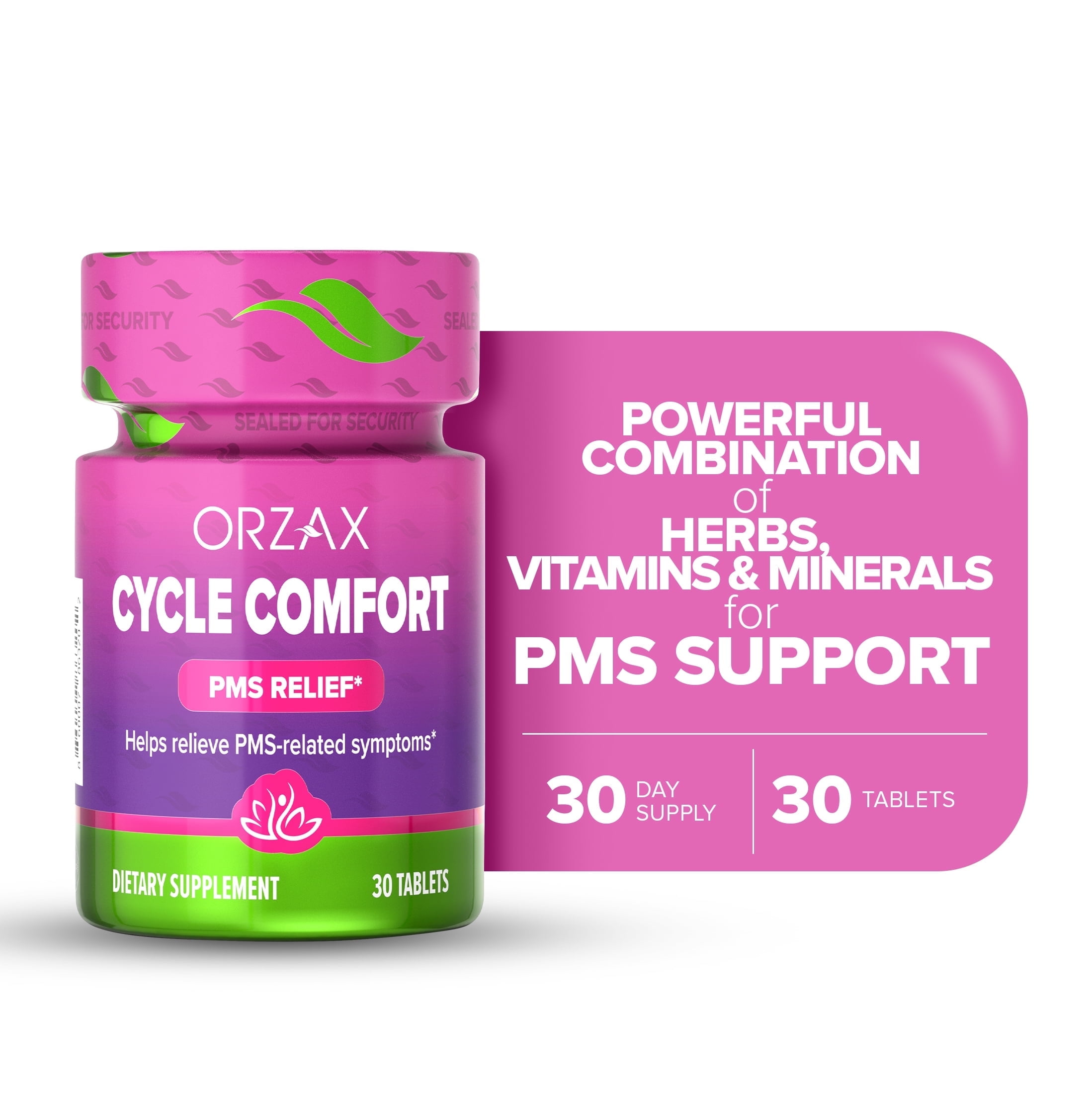 ORZAX Cycle Comfort - Natural Herbal Hormone Support for PMS - 30 ...