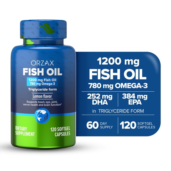 ORZAX Omega 3 Fish Oil, EPA DHA Fatty Acid Supplement, Lemon Flavor ...