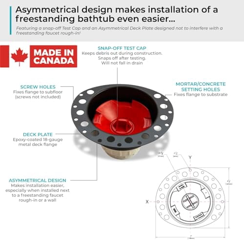 OS&B ITD5135 PVC Island Tub Drain Rough-in for Freestanding Bathtub ...