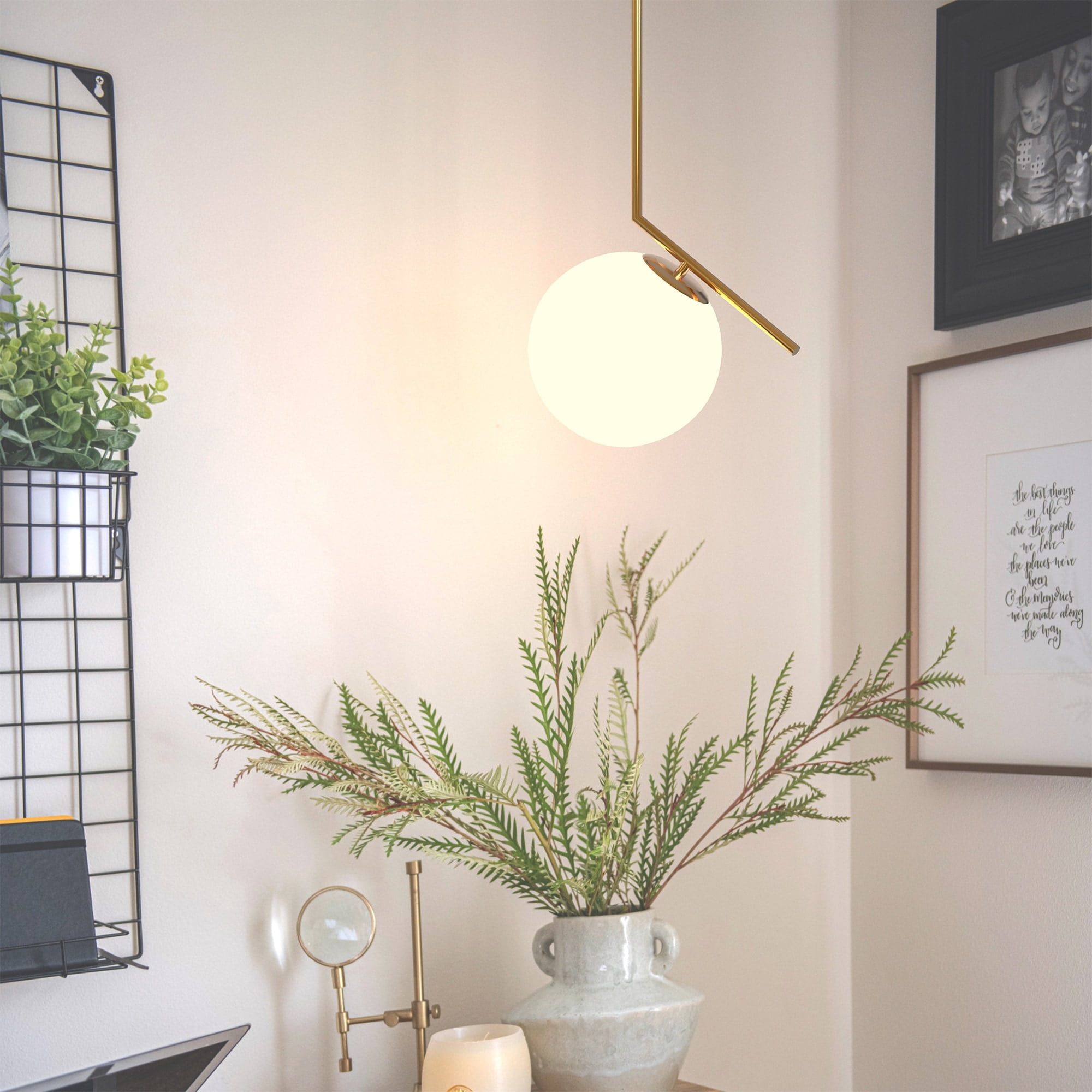 OS-DZ129G YANSUN 60-Watt 1-Light Straight Gold Globe Pendant Light ...