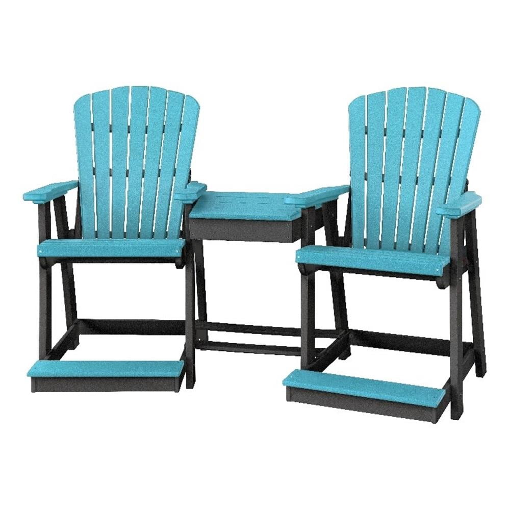 OS Home and Office 514ARB-K Counter Height Settee in Aruba Blue/Black ...