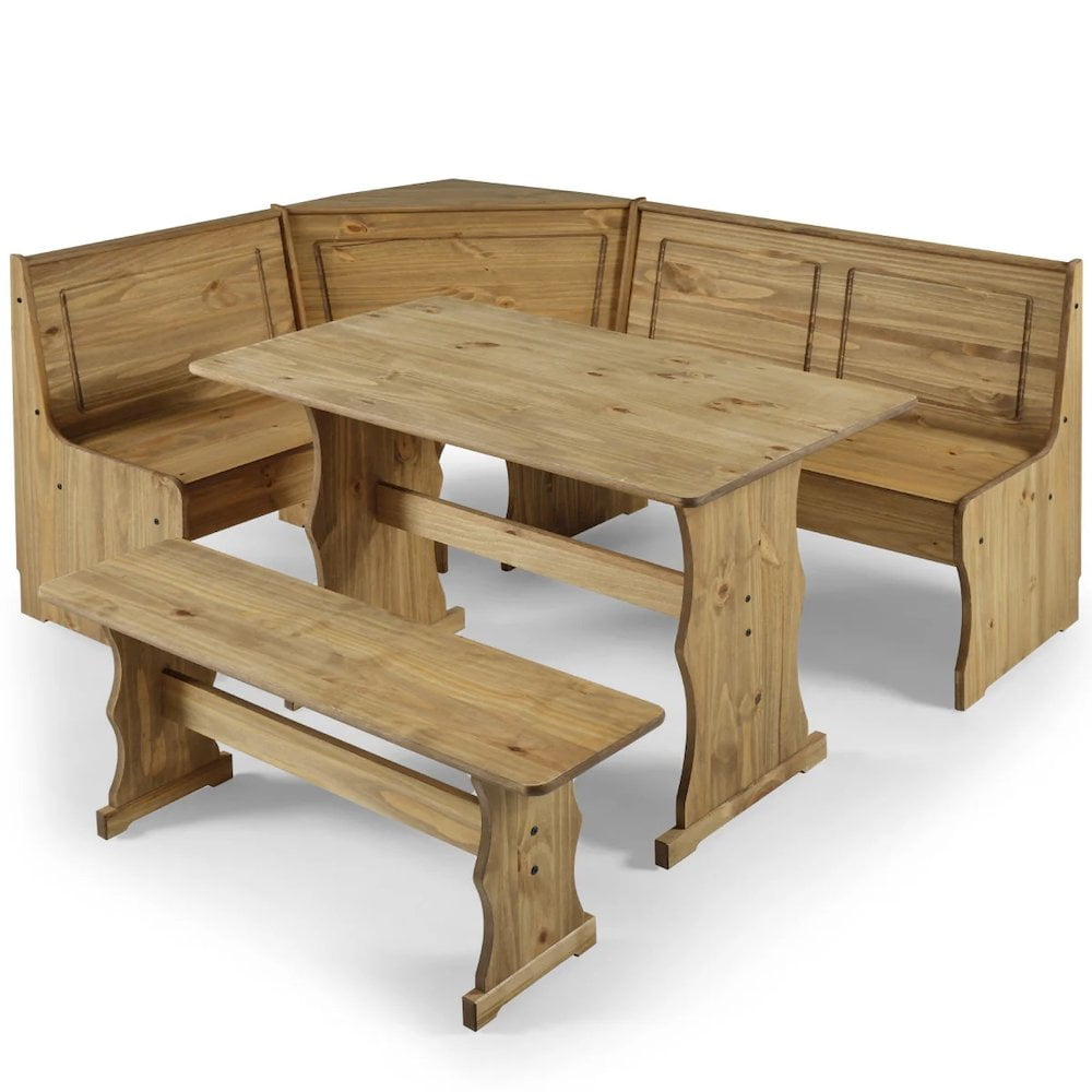 OS Home and Office Furniture Solid Pine Corner Dining Booth in Brown ...
