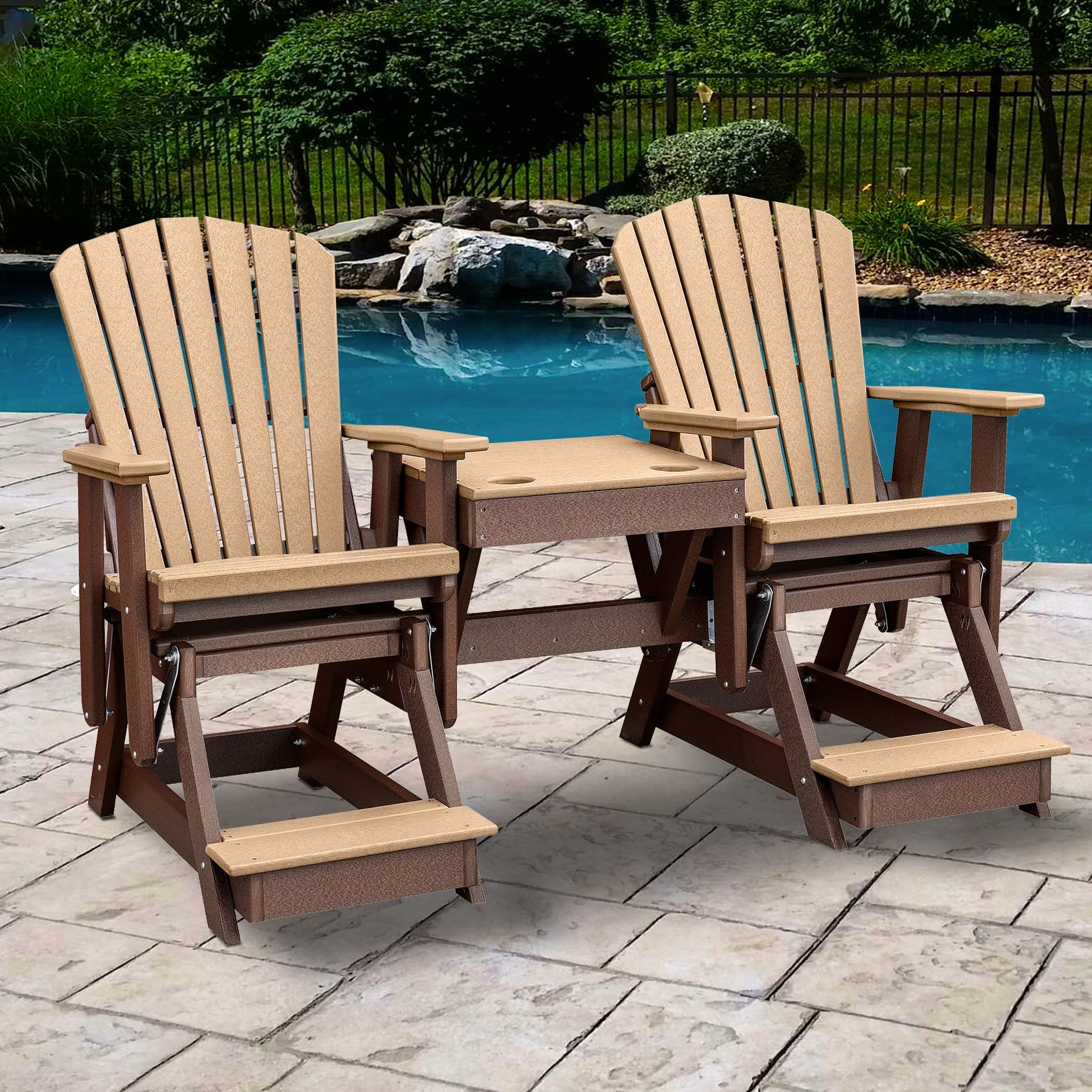 OS Home and Office Model Double Balcony Height Glider with Center Table ...