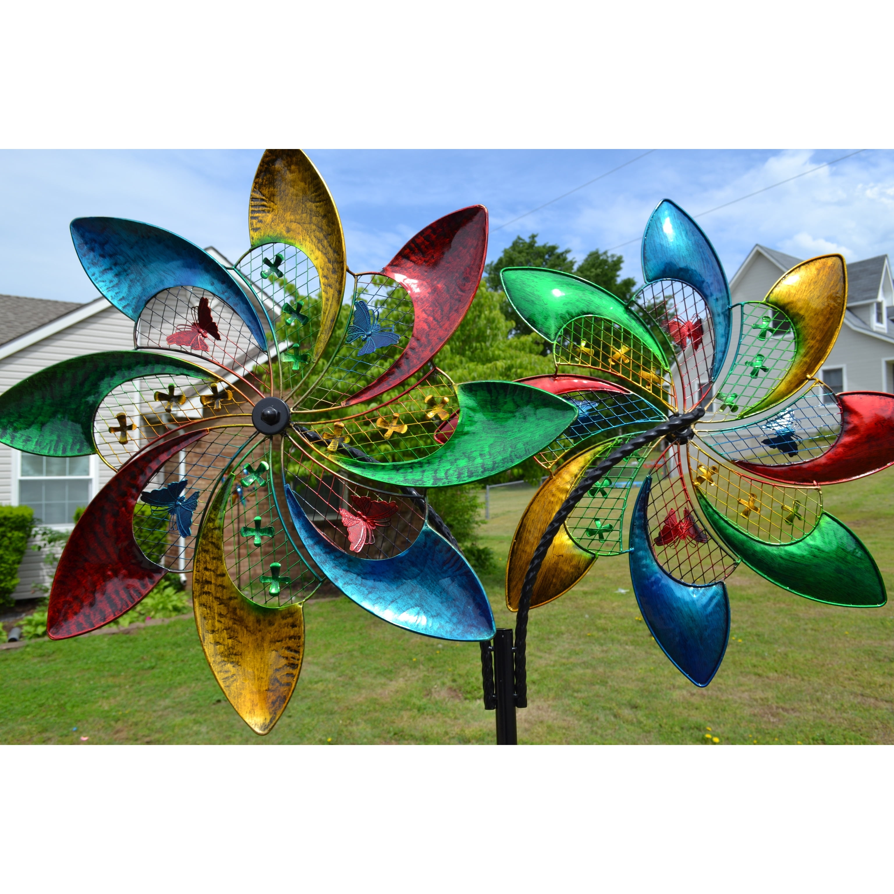 OS Home and Office Model Double Colorful Pinwheel Wind Spinner ...