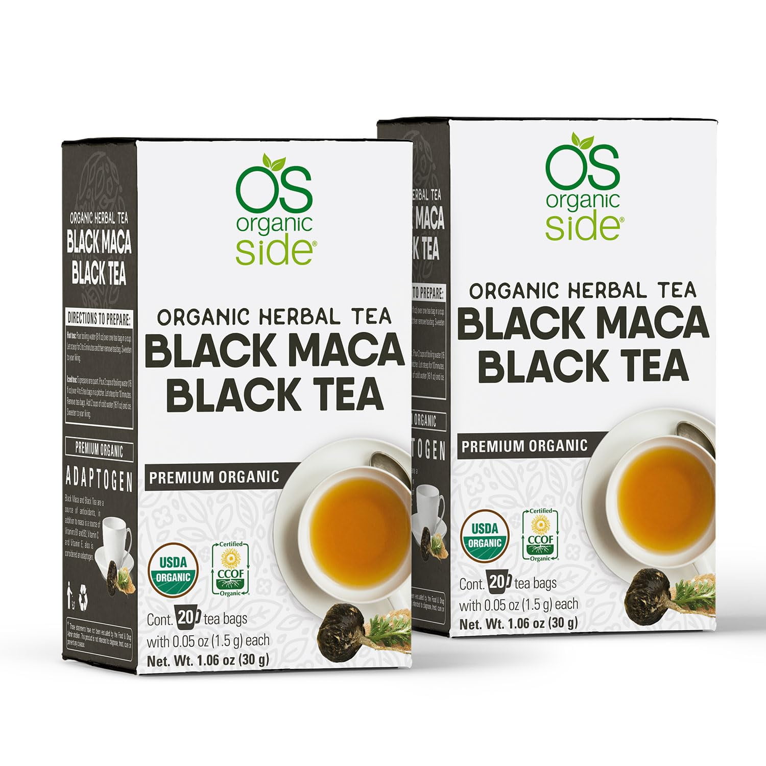 OS Organic Side (Pack of 2 ) Organic Black Maca Tea & Black Tea ...
