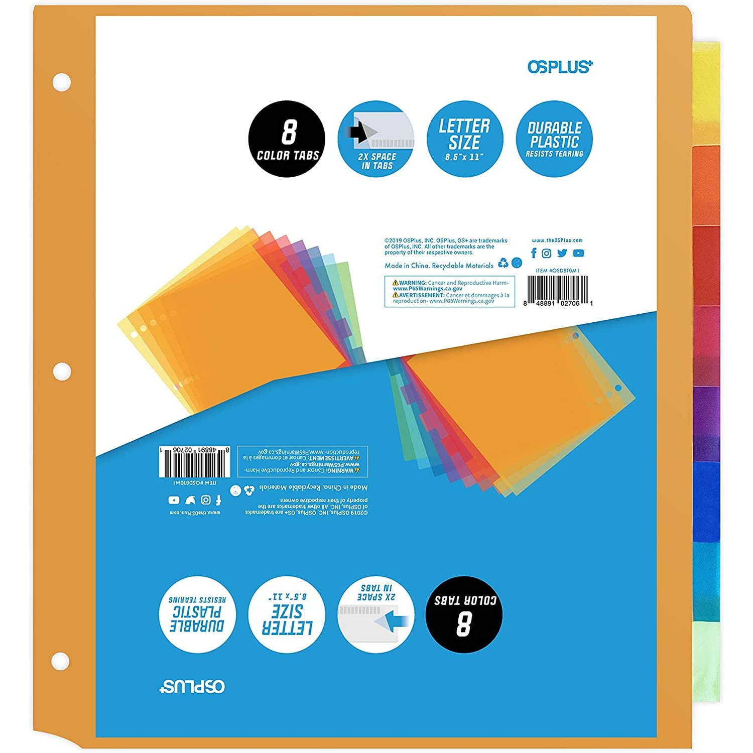 OS Plus Index Dividers, Multicolor, 8 Count - Walmart.com
