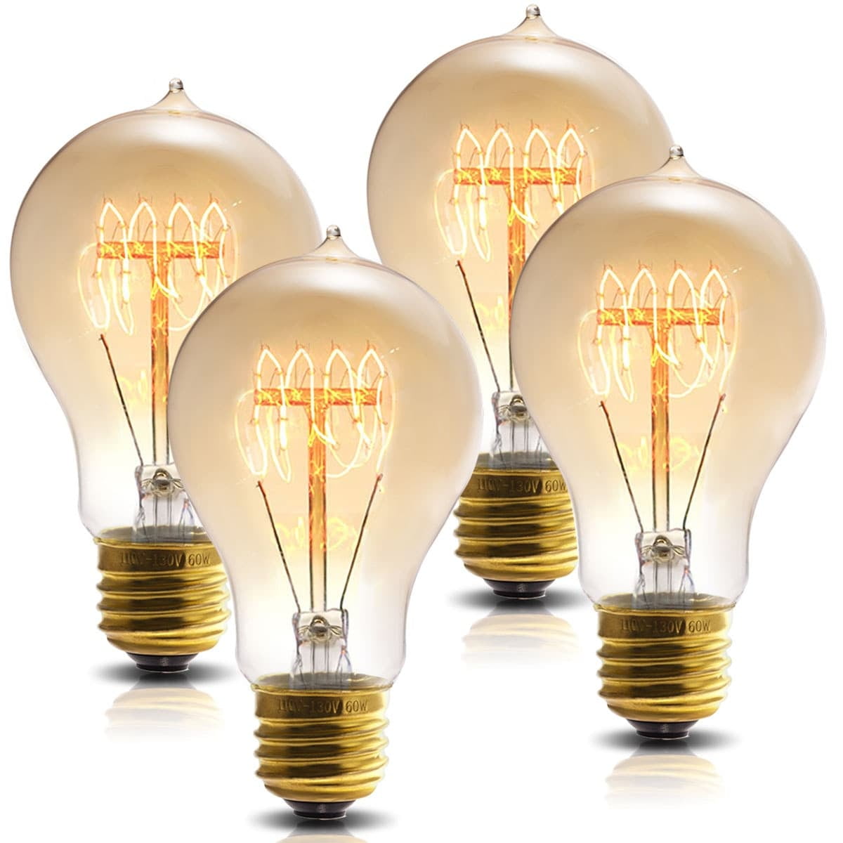 OS-WS002RW60E26-4 Dimmable Edison Bulbs, 60W A19 Antique Style Filament ...