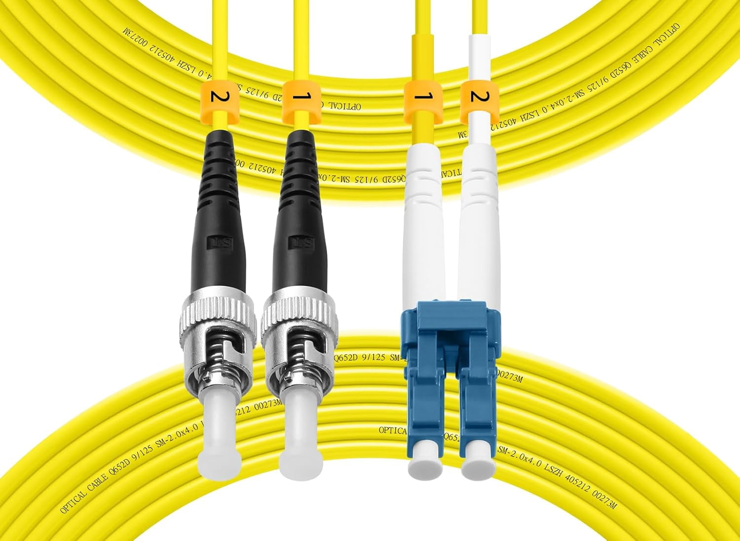 -OS2 LC to ST Fiber Patch Cable, Single-Mode Fiber, Duplex 9/125µm, OD ...