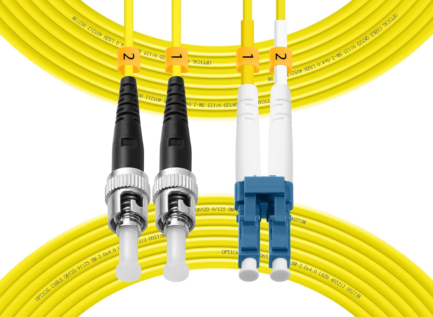 -OS2 LC to ST Fiber Patch Cable, Single-Mode Fiber, Duplex 9/125µm, OD ...