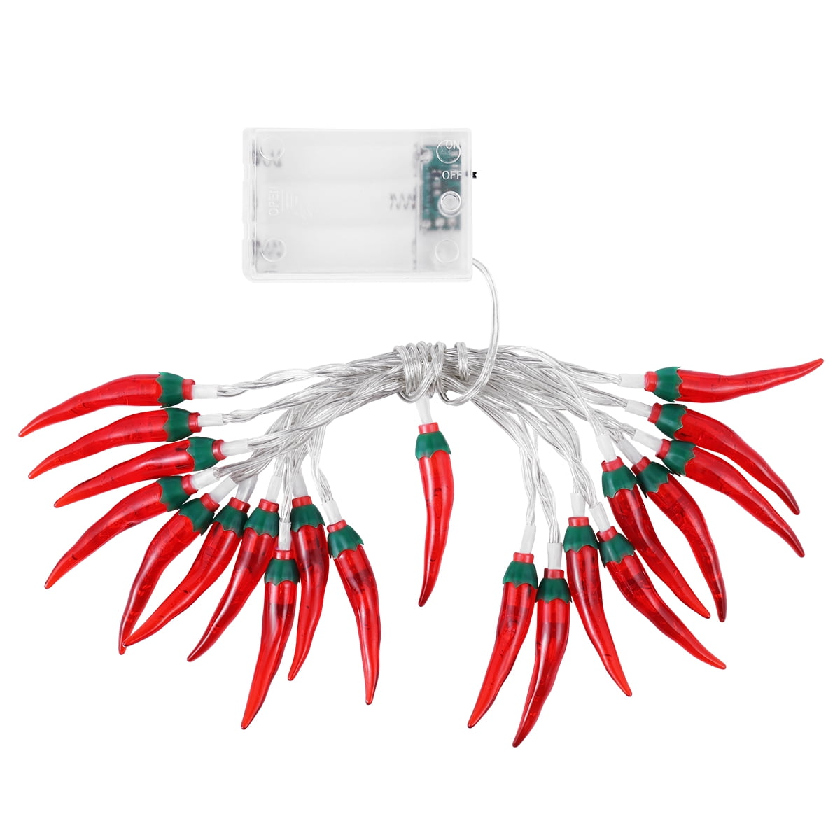 OSALADI Chili String Lights 3 Meters 20 LEDs Battery Powered Pepper ...