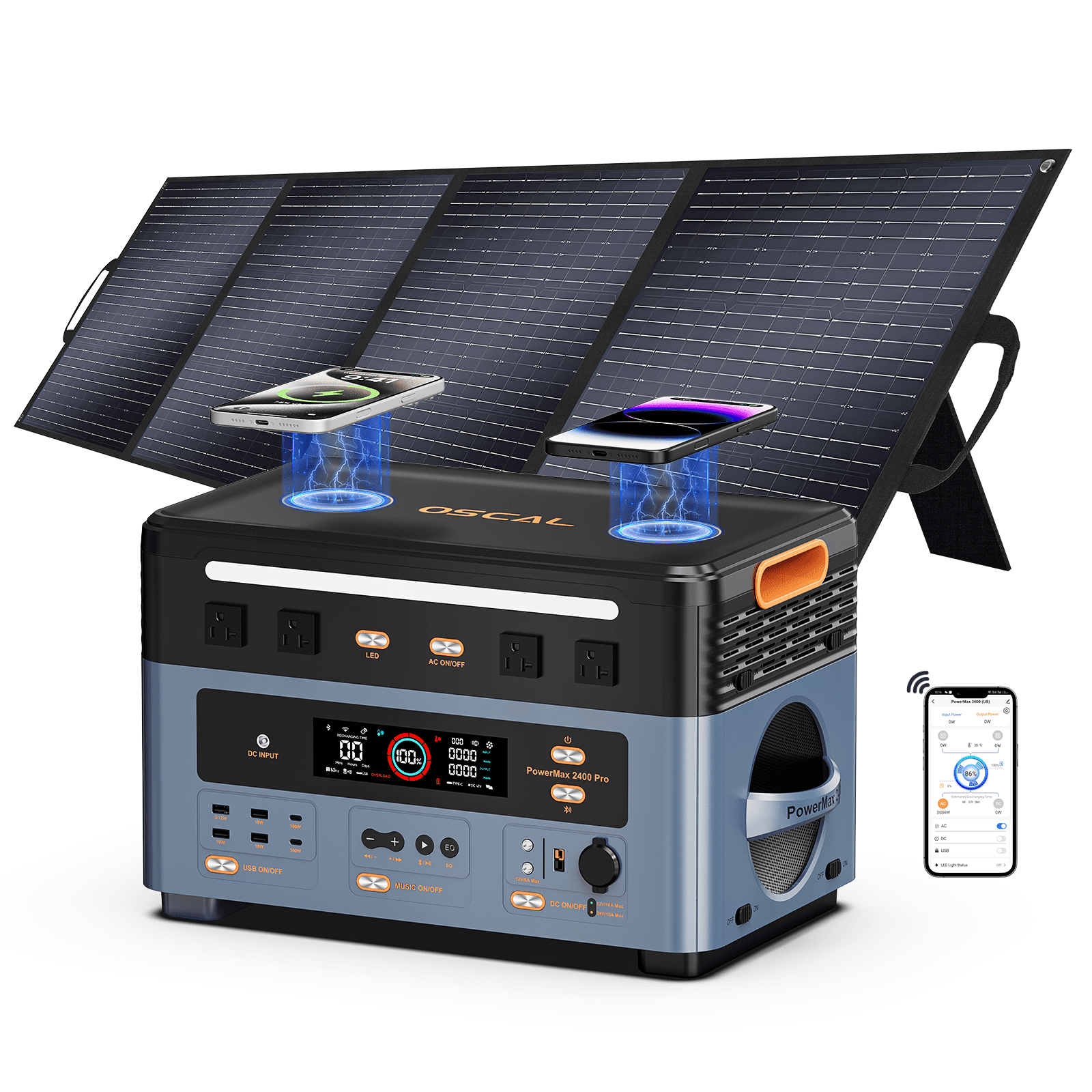 OSCAL 2400W Power Station with 200W Solar Panels, 1872Wh Solar ...