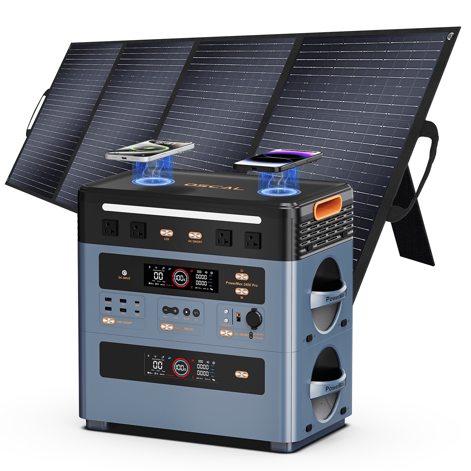 OSCAL Portable Power Station 2400W, 400W Solar Panels with BP2400 ...