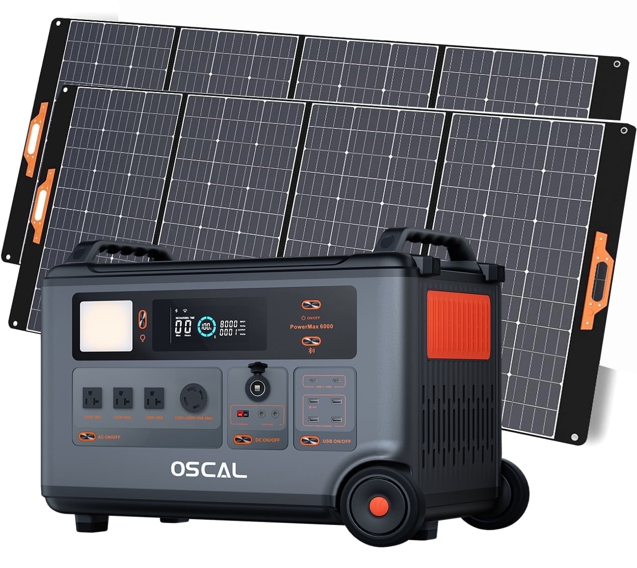 OSCAL Portable Power Station 6000W with 2x400W Solar Panel, 3600Wh ...
