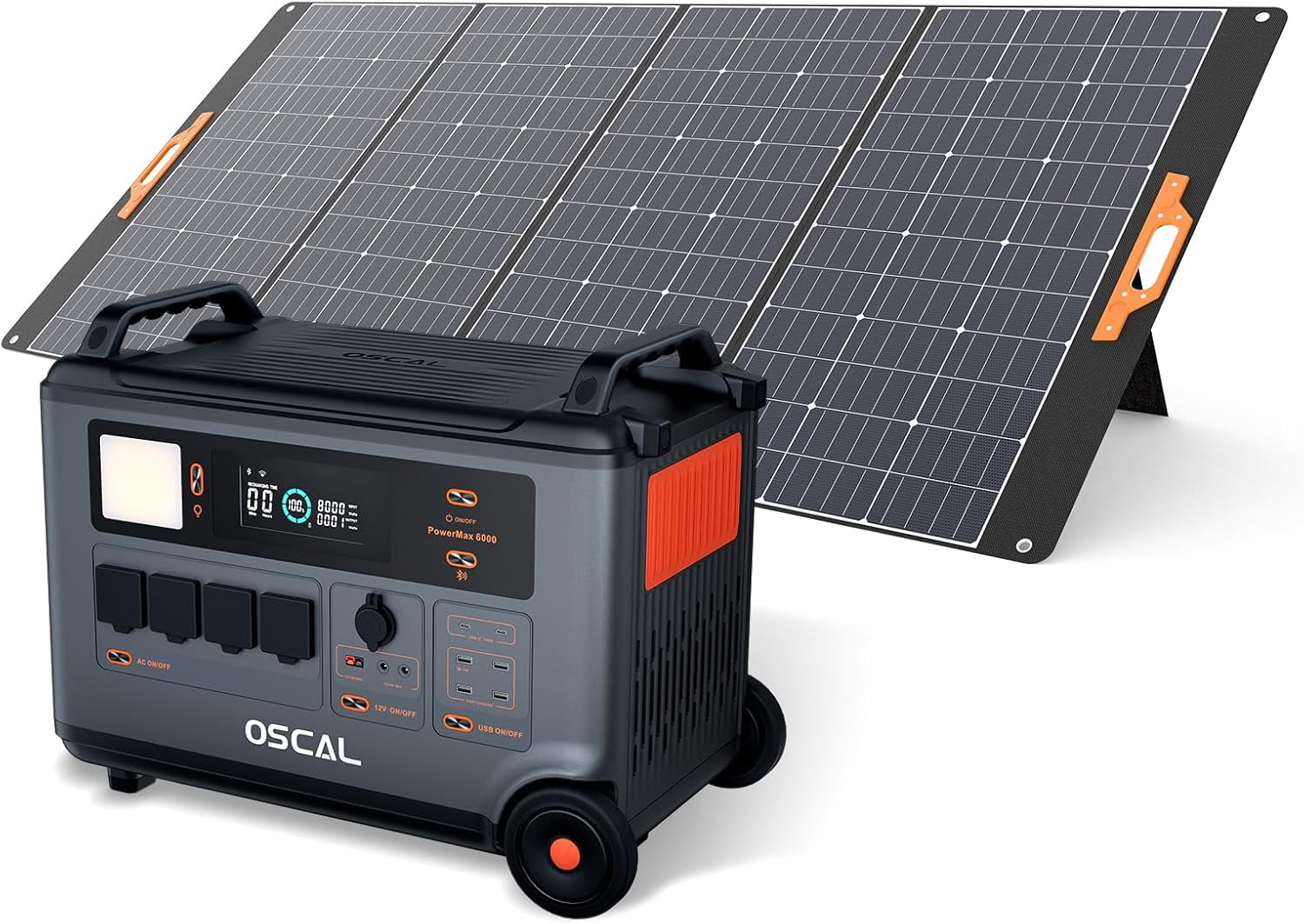 OSCAL Portable Power Station 6000W with 400W Solar Panel, 3600Wh ...