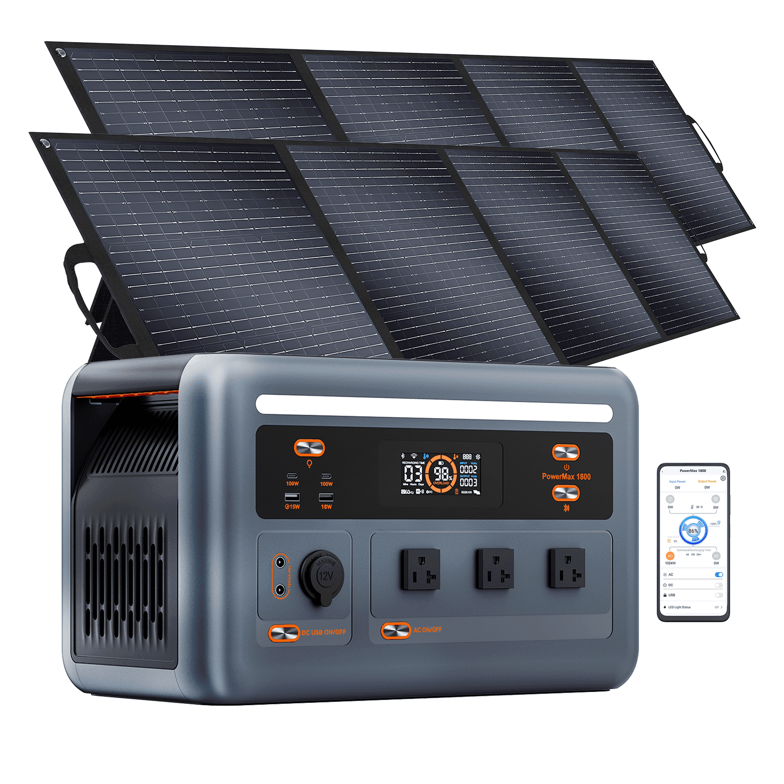 OSCAL PowerMax 1800 Solar Generator (2025) – 1024Wh LiFePO4 Battery ...
